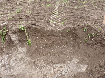 Demonstration of soil compaction linked to your tractor tyres