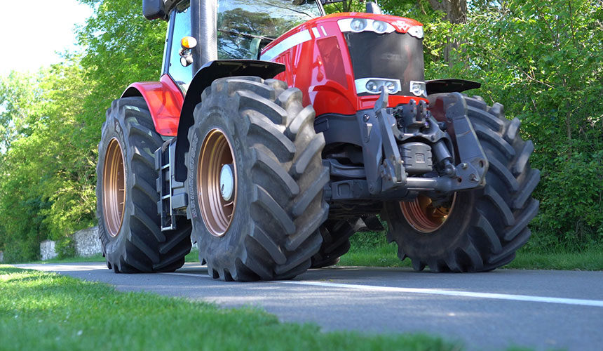 Which agricultural tyre is most suitable for road transport?